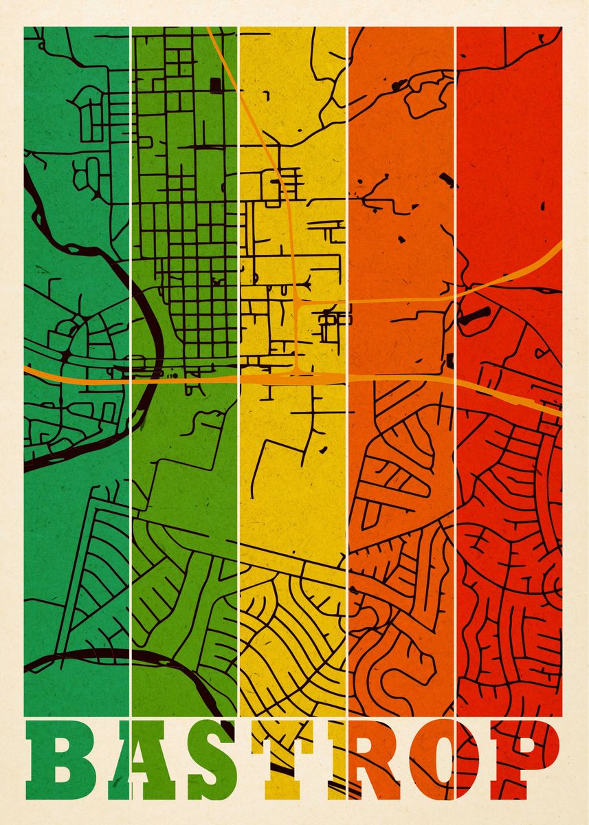 'Bastrop TX USA' Poster, picture, metal print, paint by Ryan Proffitt ...