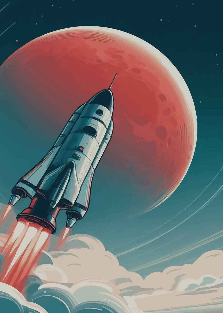 'Rocket Take Off' Poster, picture, metal print, paint by DREAM ART ...