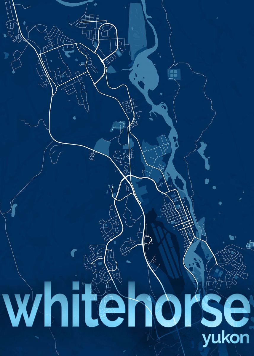 'Whitehorse City Street Map' Poster, picture, metal print, paint by ...