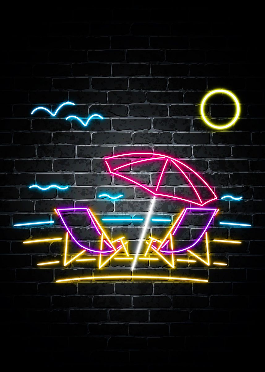 'Neon Summer Time' Poster, picture, metal print, paint by Nayan ...