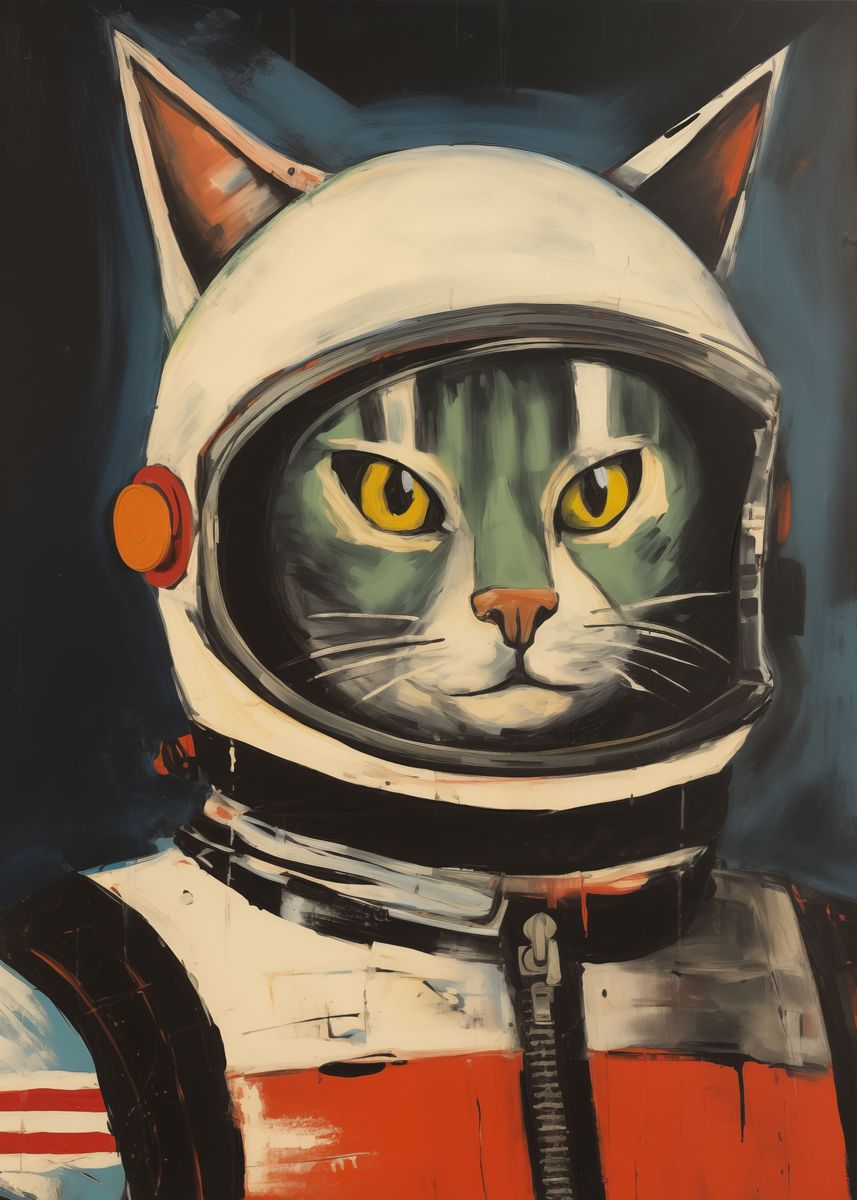 'Space Cat Painting' Poster, picture, metal print, paint by Art Concept | Displate