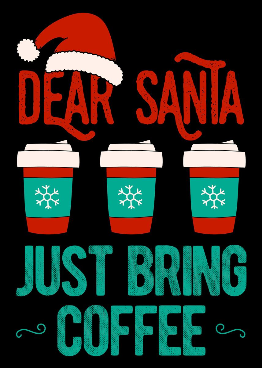 'Funny Christmas Coffee ' Poster, picture, metal print, paint by ...