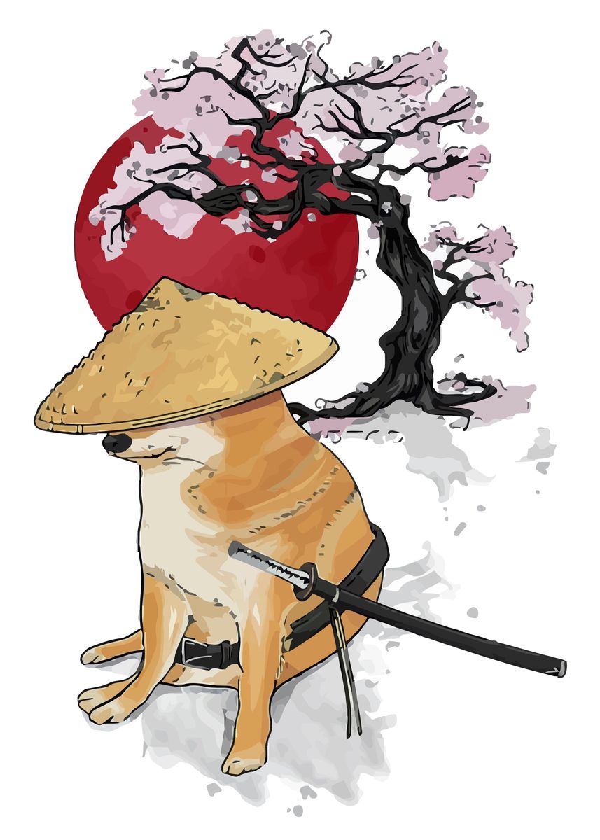 'Cheems Samurai' Poster, picture, metal print, paint by Mashdiashdui ...