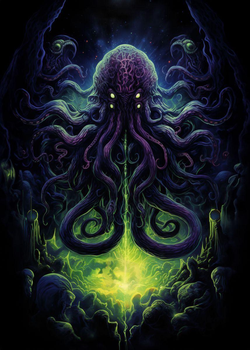 'Cthulhu' Poster, picture, metal print, paint by Nite Traveler | Displate
