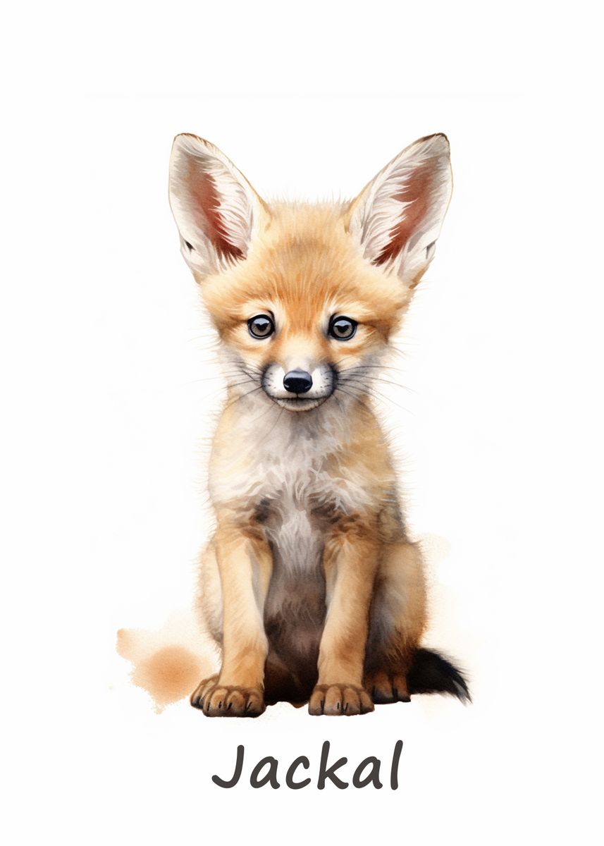 'Jackal Animal Safari' Poster, picture, metal print, paint by Phuong ...