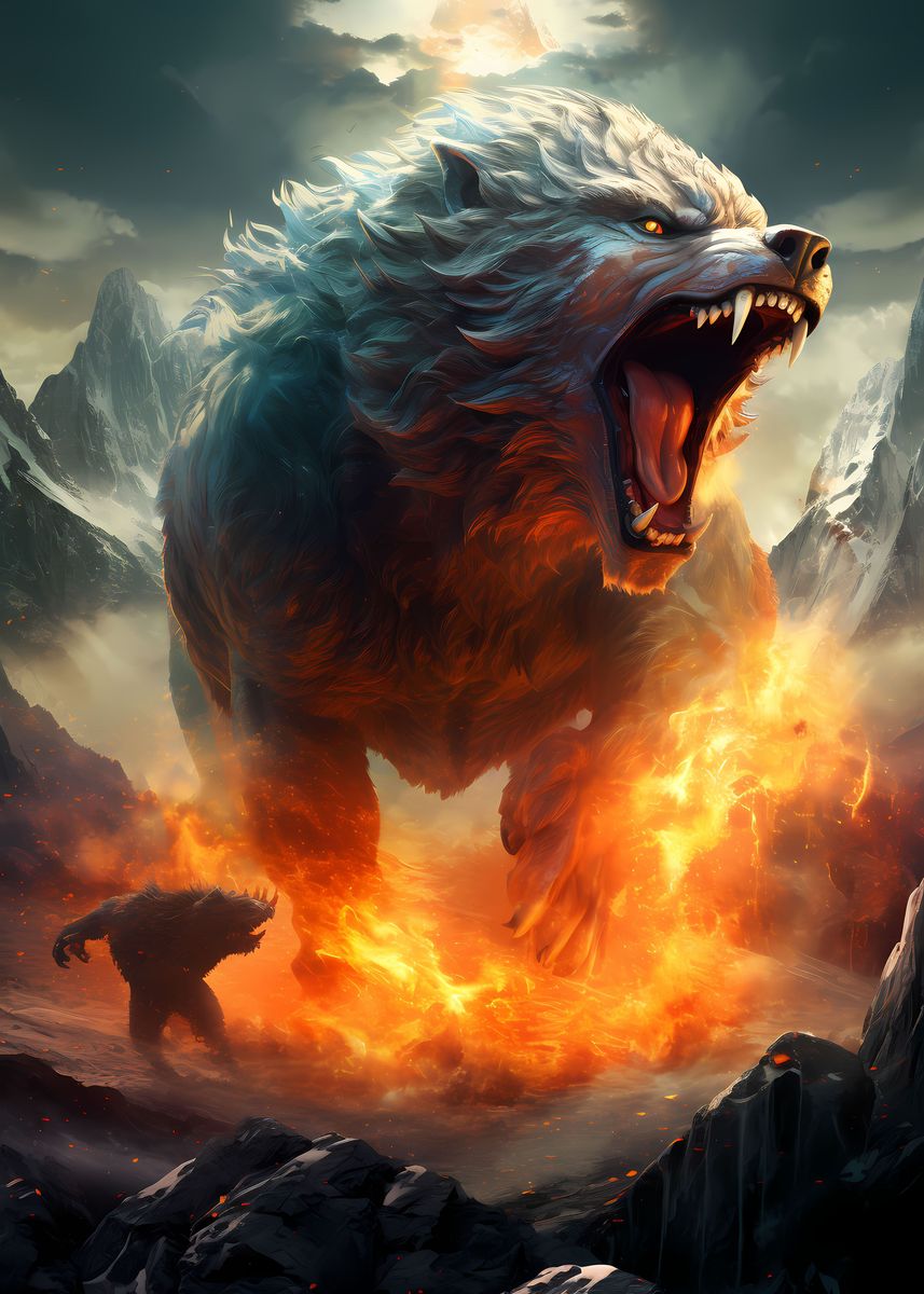 'Fantasy Endboss Wolf ' Poster, picture, metal print, paint by Autophil ...