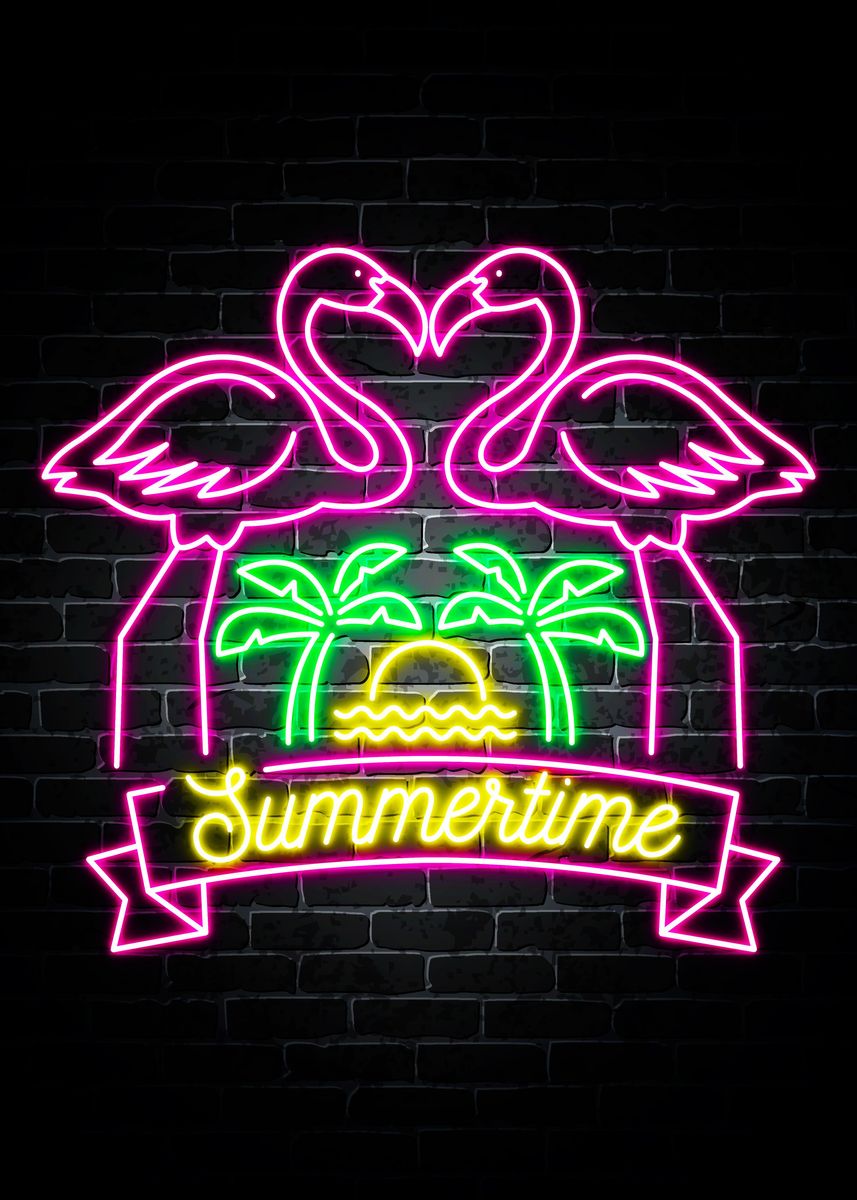 'Neon Summer Time' Poster, picture, metal print, paint by Nayan ...