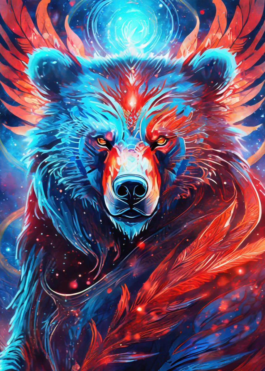 'Mystical Neon Bear' Poster, picture, metal print, paint by Florian ...
