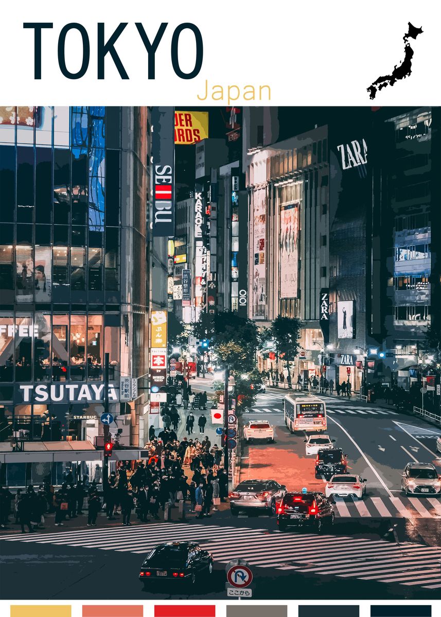 'TOKYO TRAVEL POSTER' Poster, picture, metal print, paint by Deiver Briceño | Displate