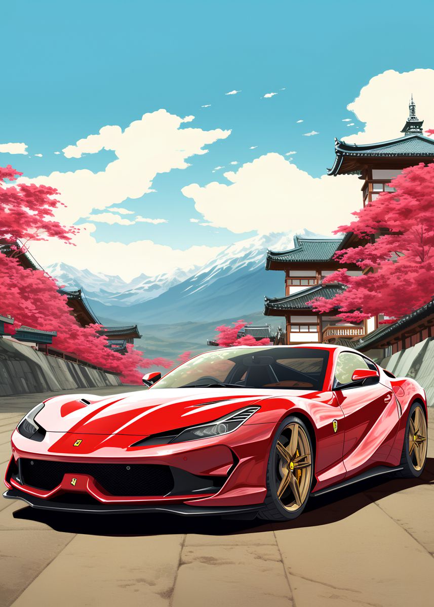 'Ferrari 812 Vector vibes' Poster, picture, metal print, paint by ...