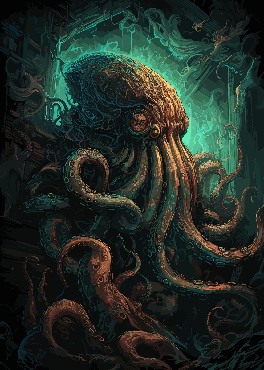 'Octopus Onslaught' Poster, picture, metal print, paint by Nasmed ...