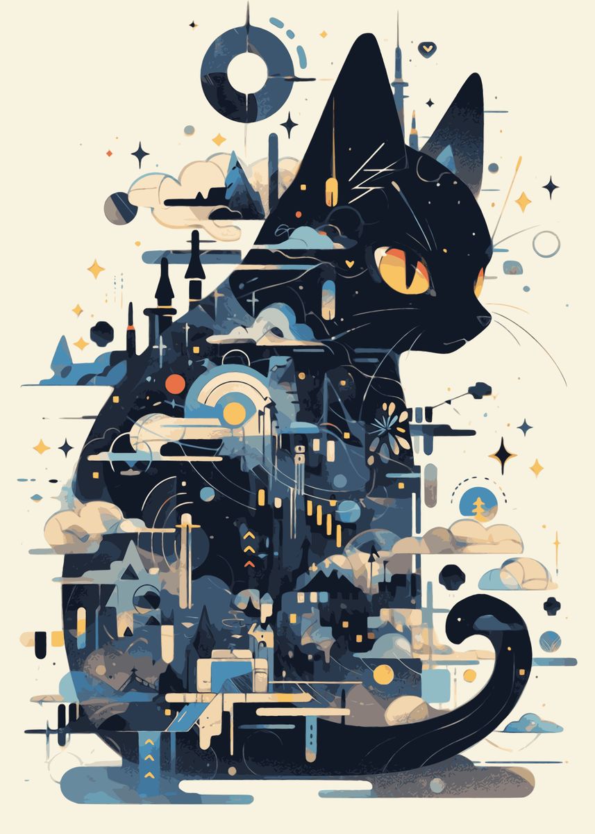 'Ethereal Cat Dreams' Poster, picture, metal print, paint by Psycho ...