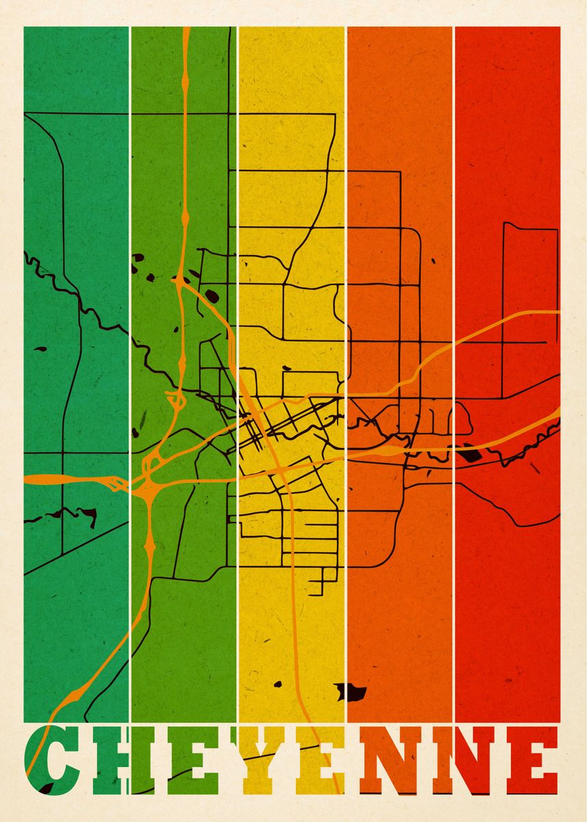 'Cheyenne WY USA' Poster, picture, metal print, paint by Ryan Proffitt ...