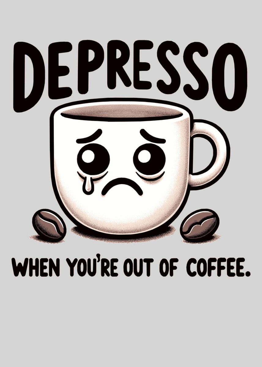 'Depresso When Youre Out' Poster, picture, metal print, paint by Ellie ...