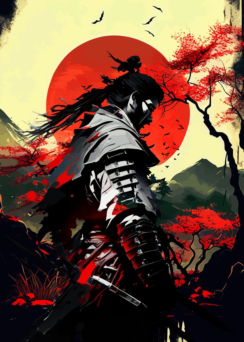 'Japanese Samurai' Poster, picture, metal print, paint by Jame | Displate