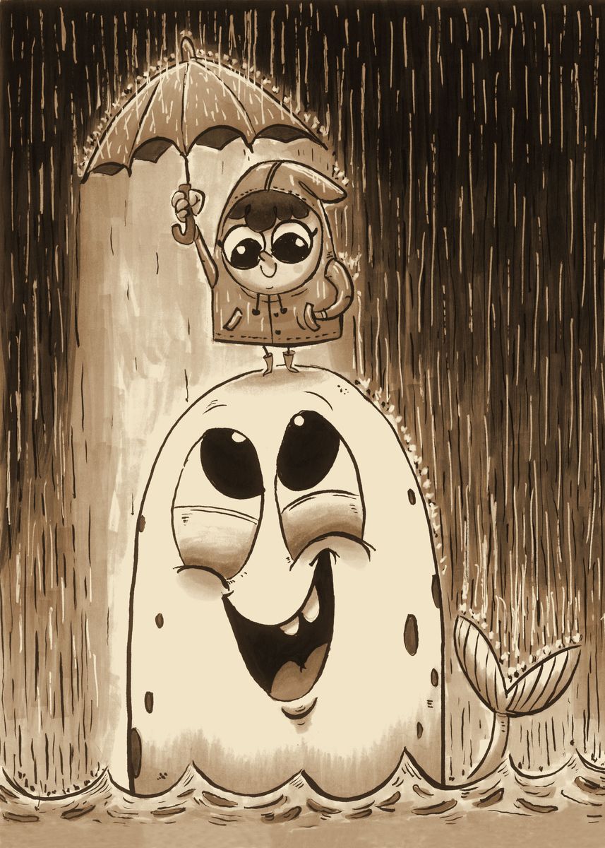 'Friends under the Rain ' Poster, picture, metal print, paint by Fito ...