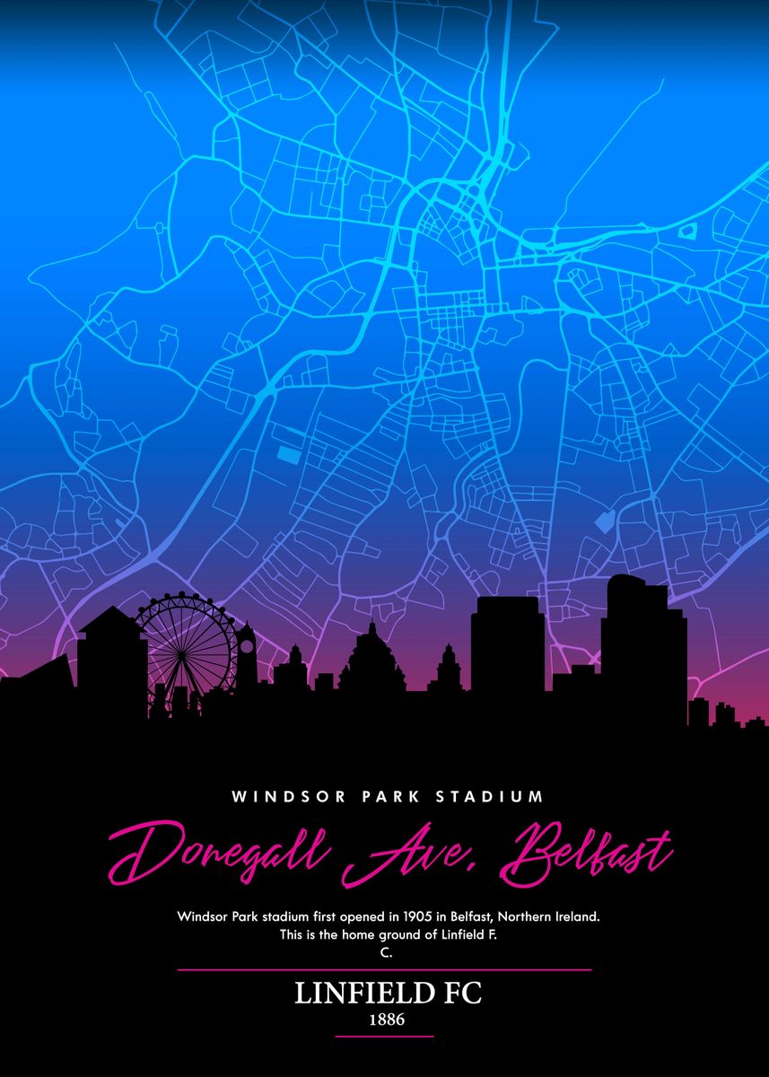 'Linfield FC' Poster by Kaye Whitesel | Displate