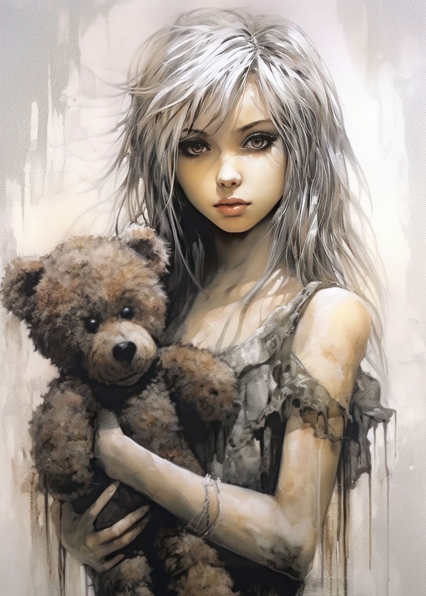 'Woman teddy' Poster, picture, metal print, paint by Graphics GC | Displate