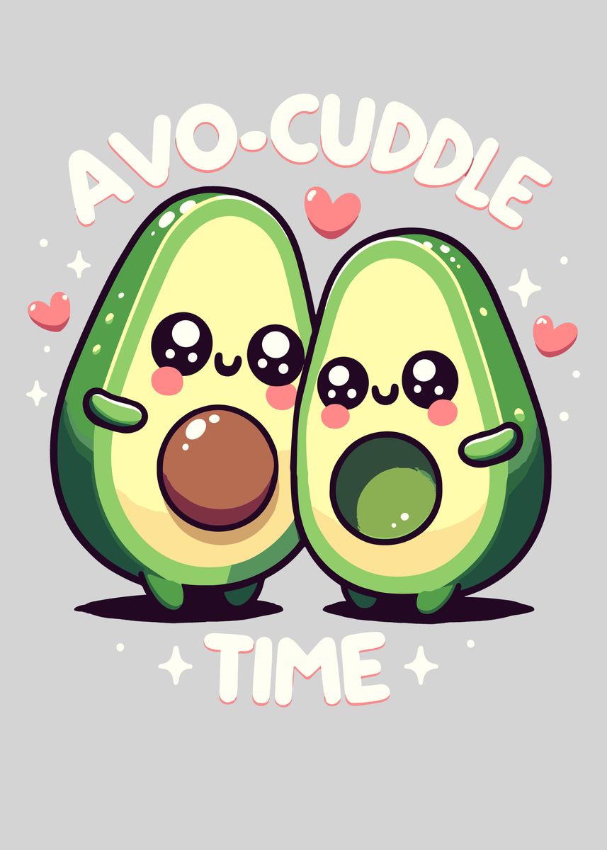 'Avo Cuddle Time' Poster, picture, metal print, paint by Ellie Queen ...