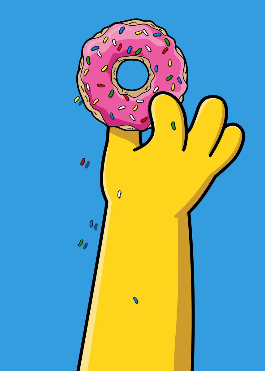 'Donut Hand' Poster, picture, metal print, paint by HSDESIGNSHOP | Displate