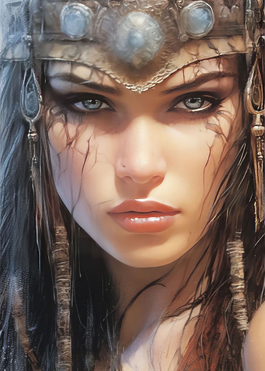 'Amazon woman' Poster, picture, metal print, paint by Graphics GC | Displate