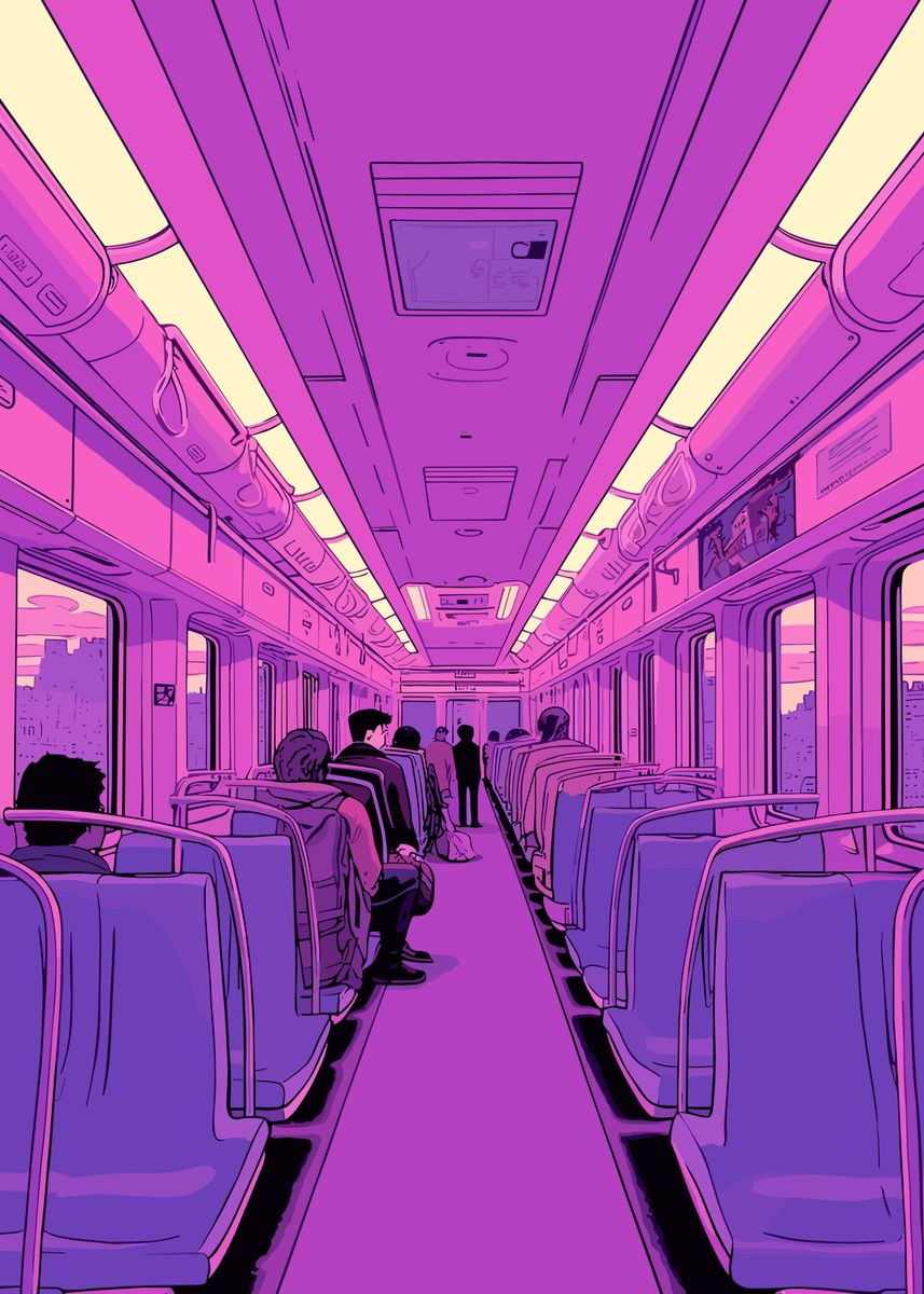 'Train Lofi Pink Retro' Poster, picture, metal print, paint by Ray ...