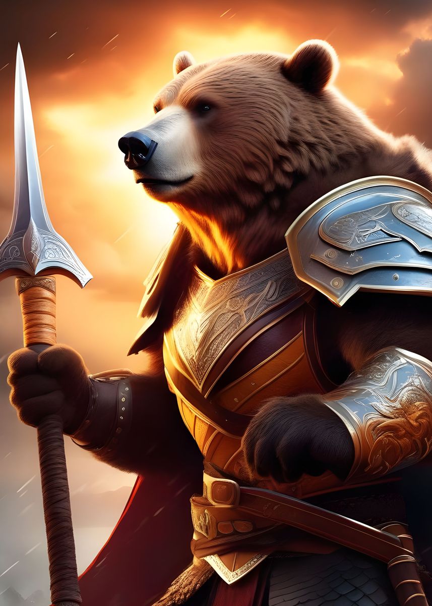 'Bear sword fantasy' Poster, picture, metal print, paint by Ayen Khusna ...