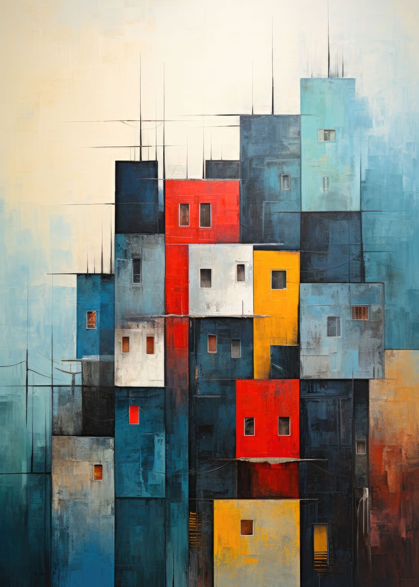 'Abstract Urban Buildings' Poster, picture, metal print, paint by ...