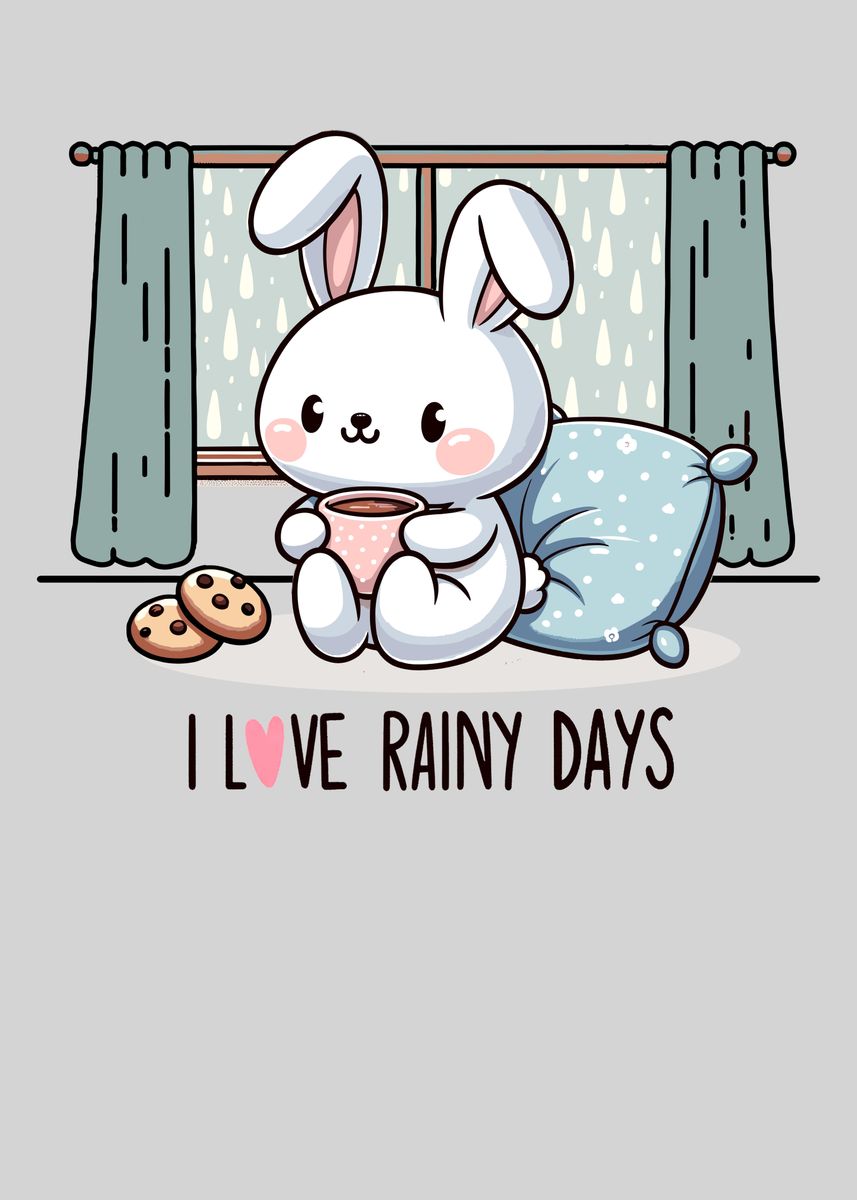 'I Love Rainy Days Cozy' Poster, picture, metal print, paint by Ellie ...