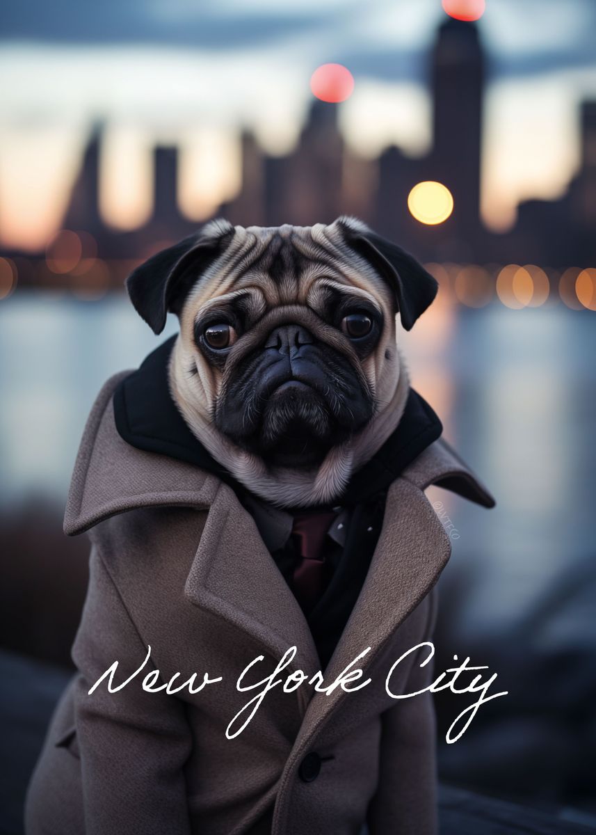 'Minimalist City Pug Photo' Poster, picture, metal print, paint by ...