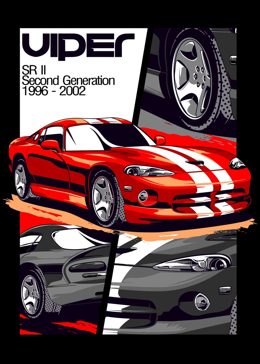 'Dodge Viper Red Front' Poster, picture, metal print, paint by Savinda ...
