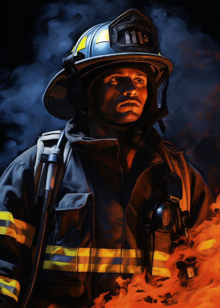 'Firefighter Flame' Poster, picture, metal print, paint by Alisson ...