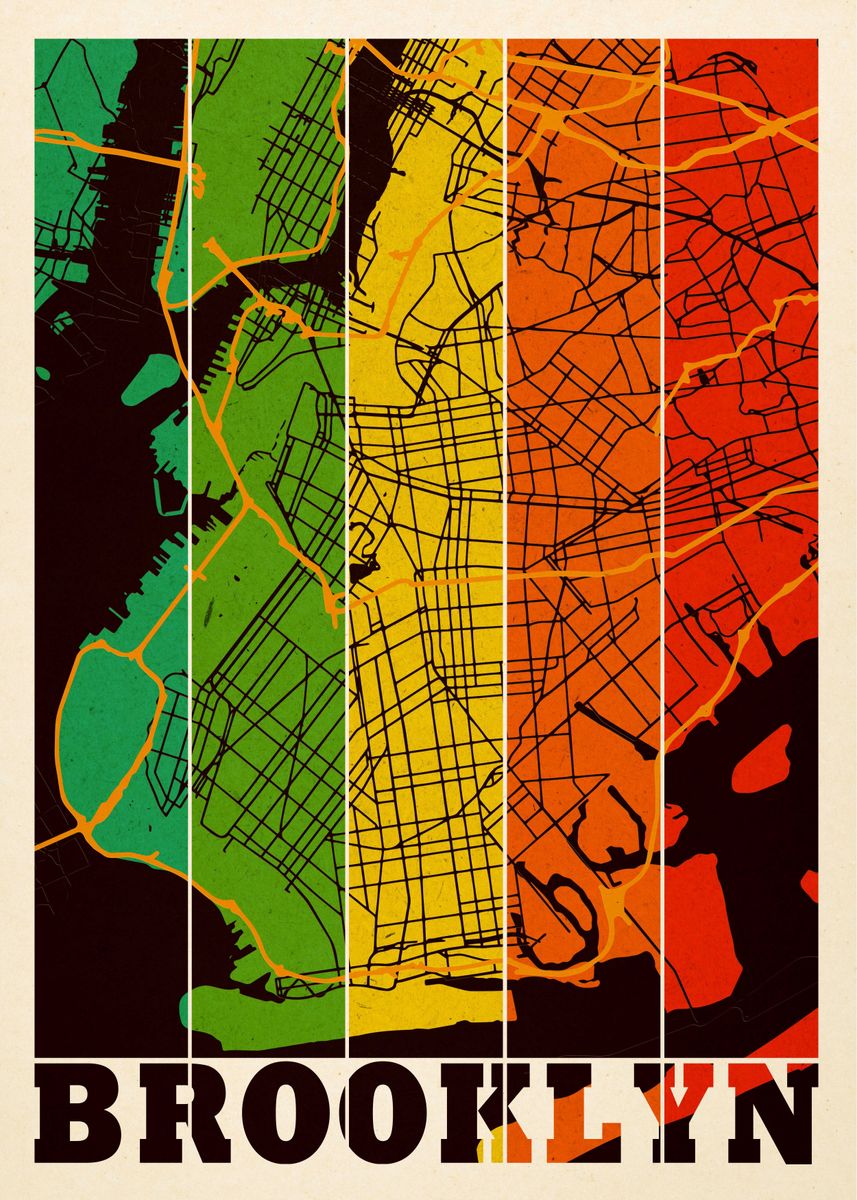 'Brooklyn NY USA' Poster, picture, metal print, paint by Ryan Proffitt ...