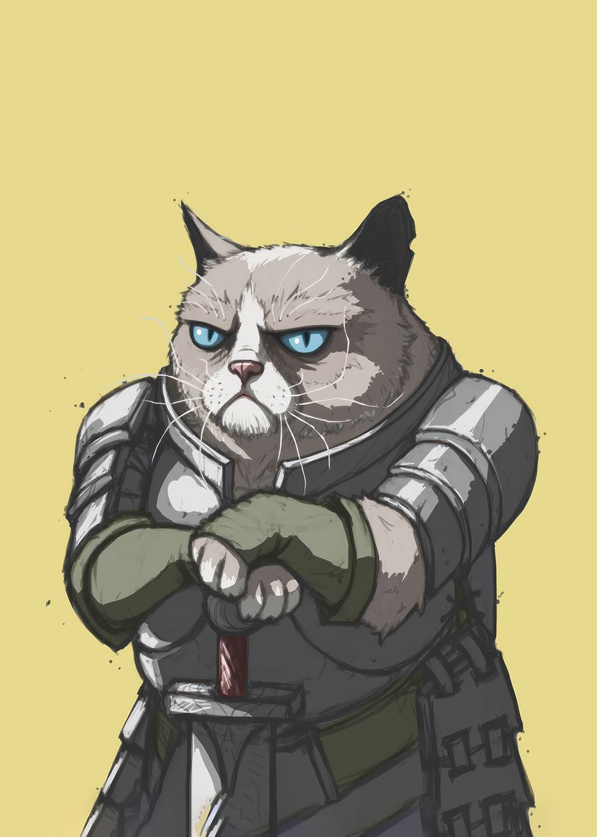 'Warrior Cat Meme samurai' Poster, picture, metal print, paint by gani ...