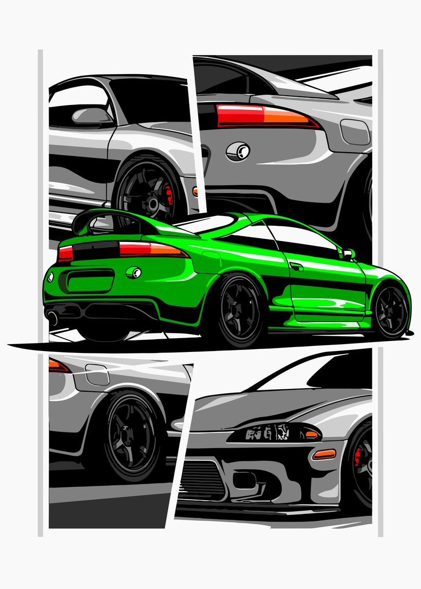 'MITSUBISHI ECLIPSE' Poster, picture, metal print, paint by Savinda ...