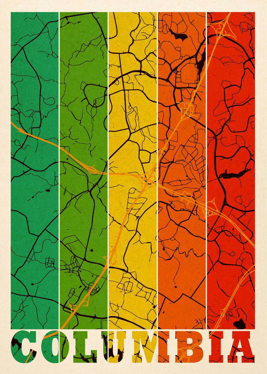 'Columbia MD USA' Poster, picture, metal print, paint by Ryan Proffitt ...