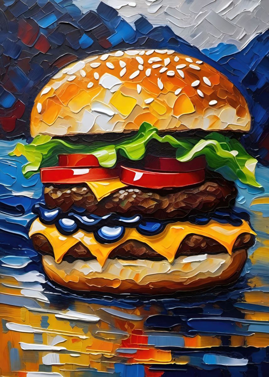 'The Burger Abstract' Poster, picture, metal print, paint by Shaon ...