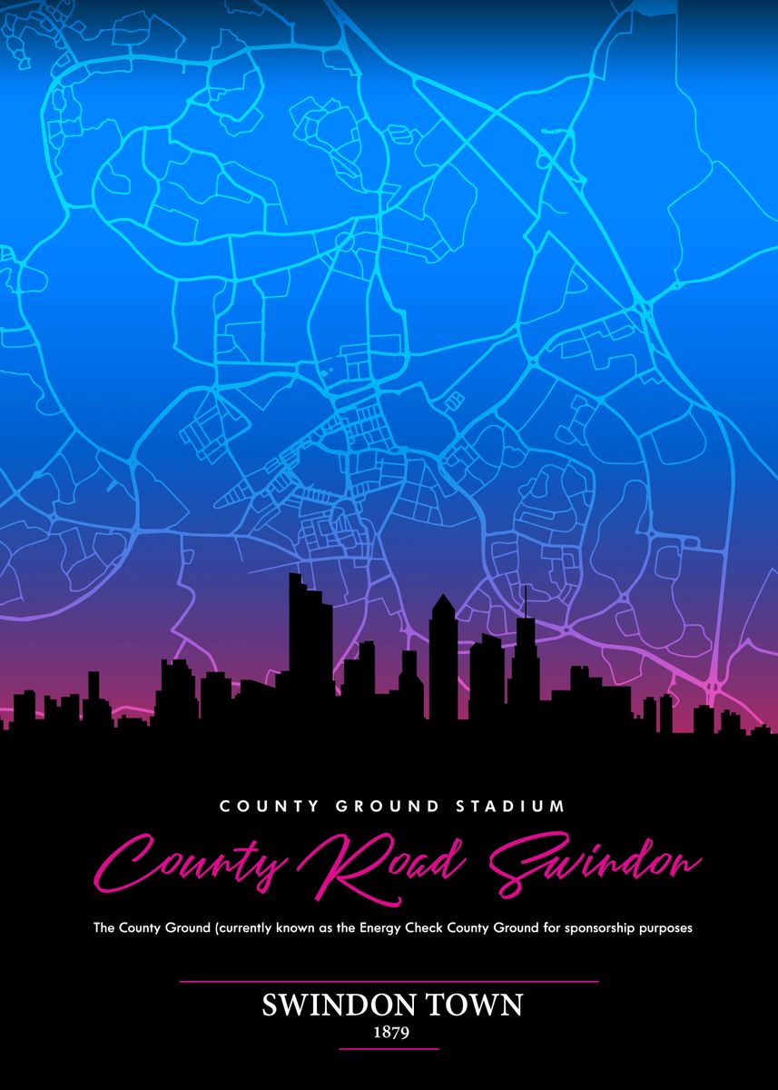 'Swindon Town' Poster, picture, metal print, paint by Kaye Whitesel ...