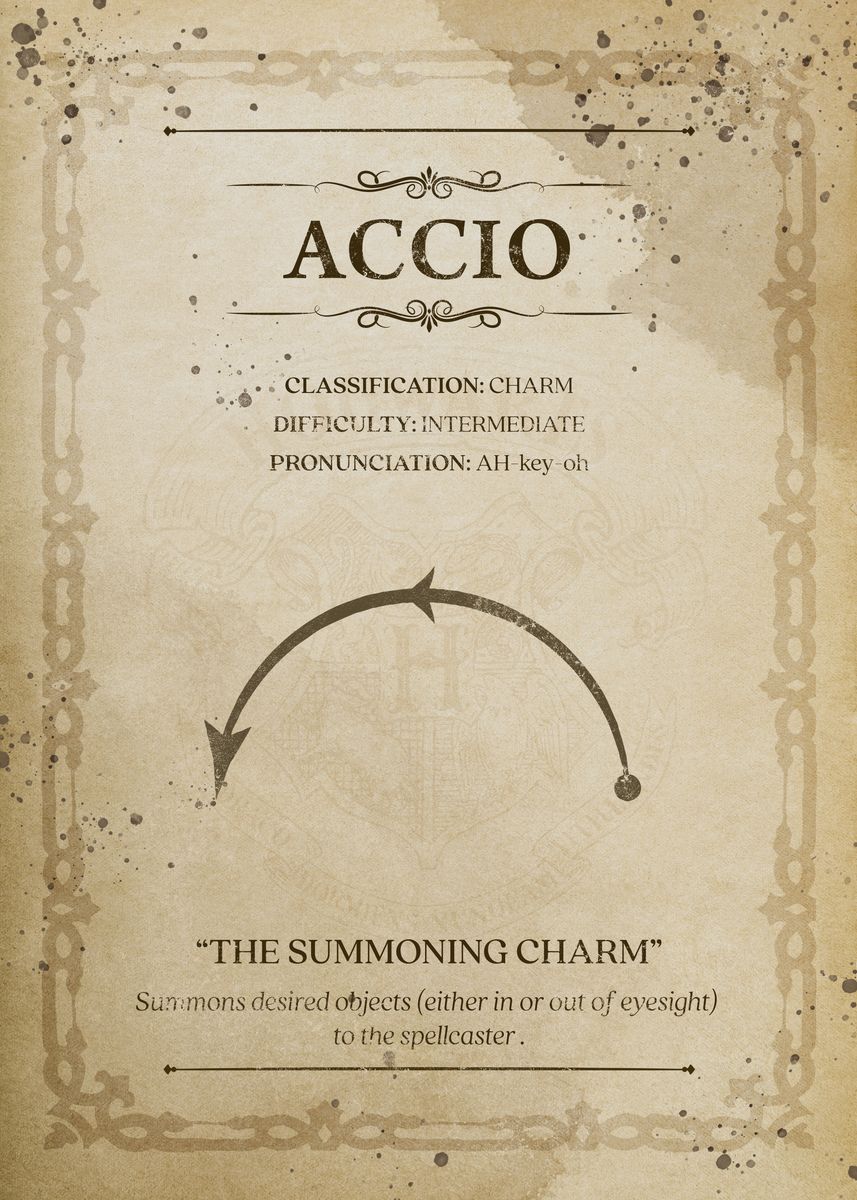 'Accio' Poster, picture, metal print, paint by Wizarding World | Displate