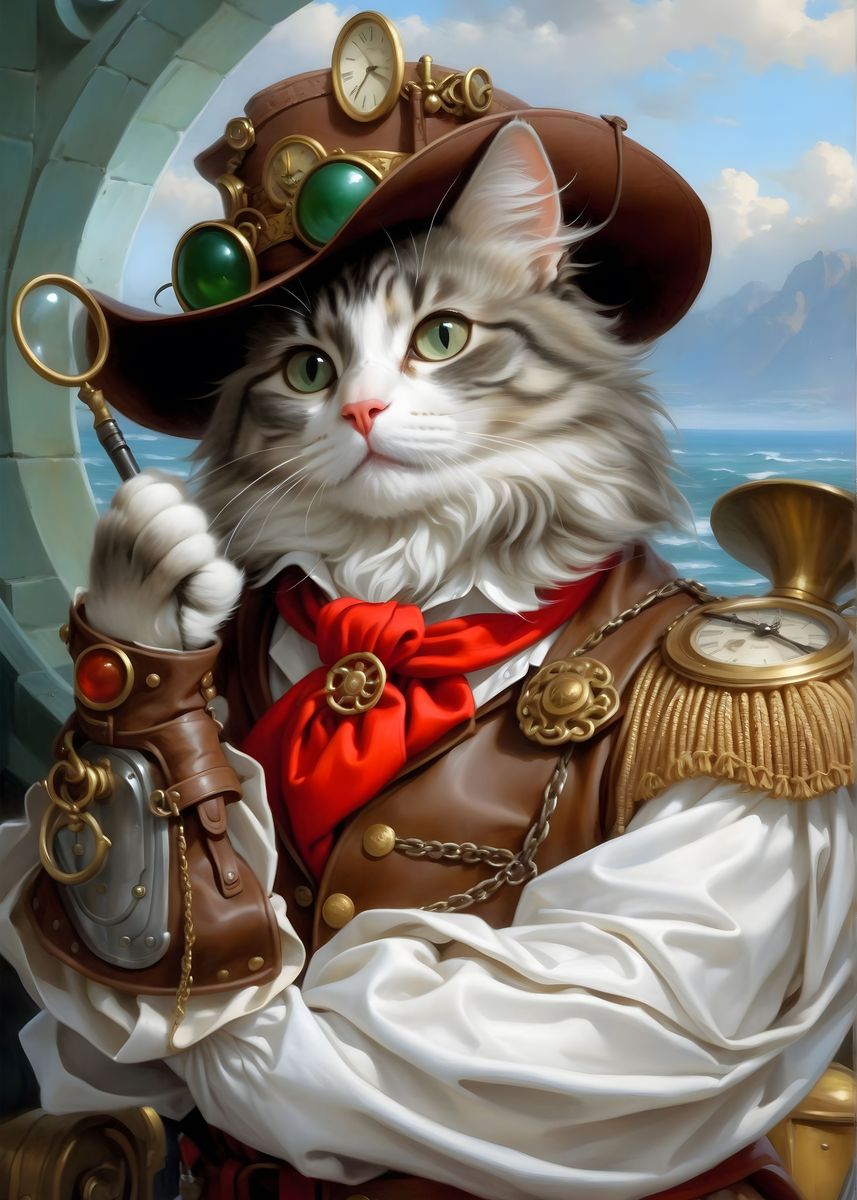 'Pirate Cat' Poster, picture, metal print, paint by Xăm Việt | Displate