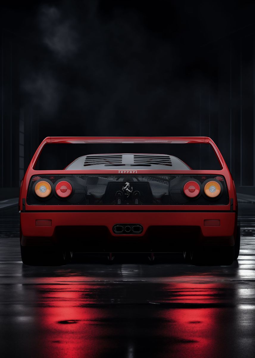 'Ferrari F40 Red Car' Poster, picture, metal print, paint by Basues ...