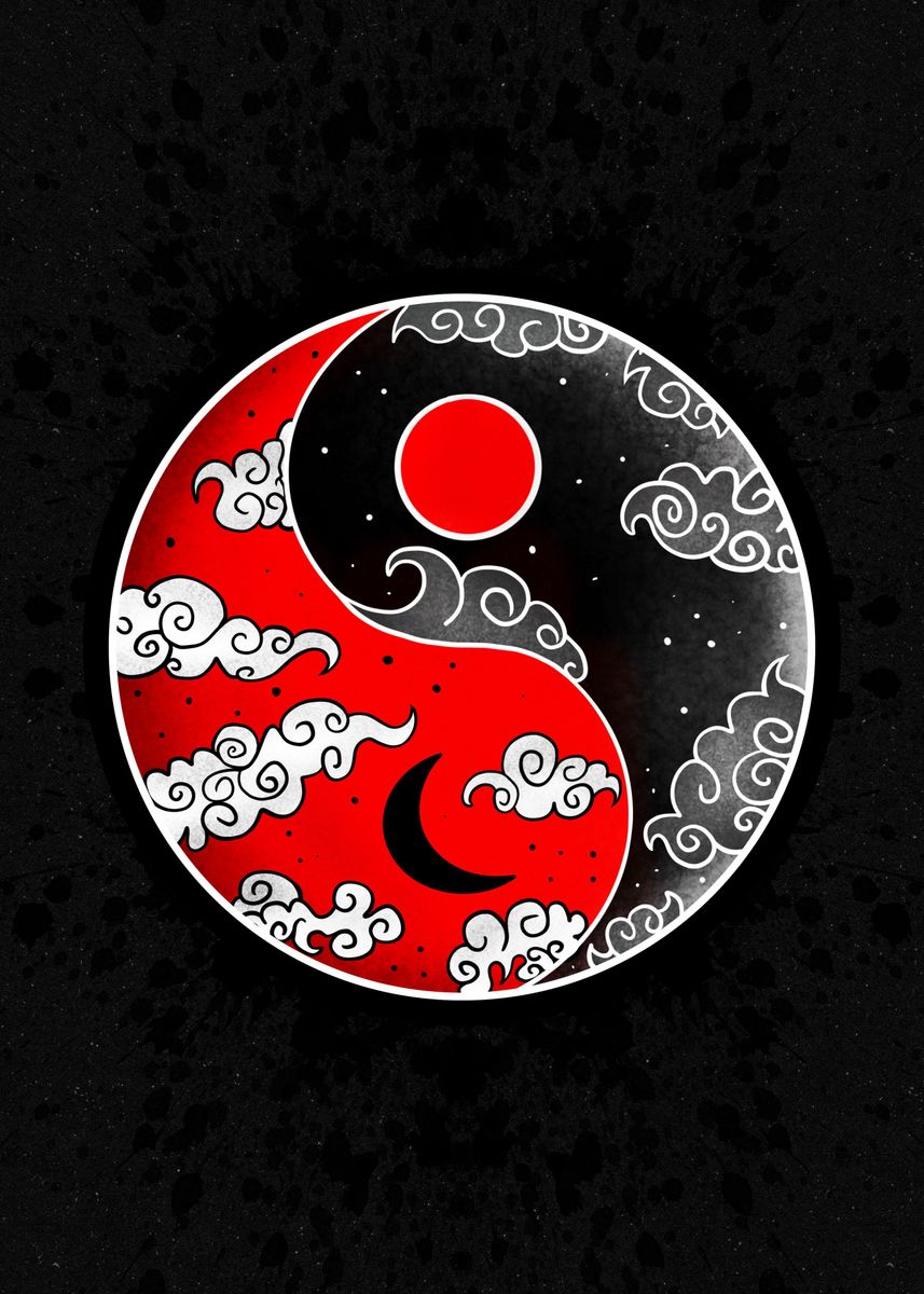 'Yin yang Japanese' Poster, picture, metal print, paint by Angela Kawai ...