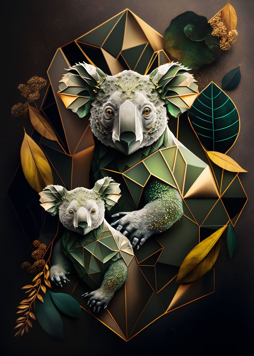 'abstract 2 koalas' Poster, picture, metal print, paint by Dream ...