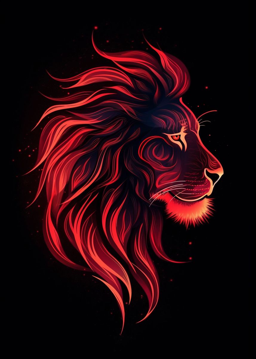 'Red Lion King' Poster, picture, metal print, paint by Cybronauts ...