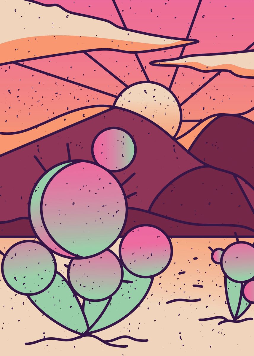 'Desert Landscape' Poster, picture, metal print, paint by Adam | Displate