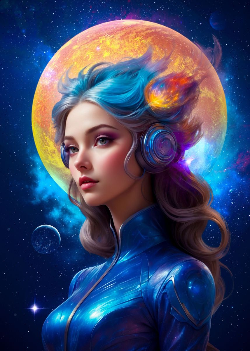 'Cosmic Girl' Poster, picture, metal print, paint by Bruno Macedo ...