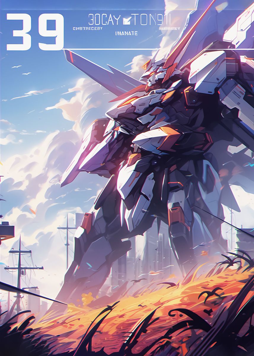 'Peaceful hillside mech' Poster, picture, metal print, paint by Lucky ...