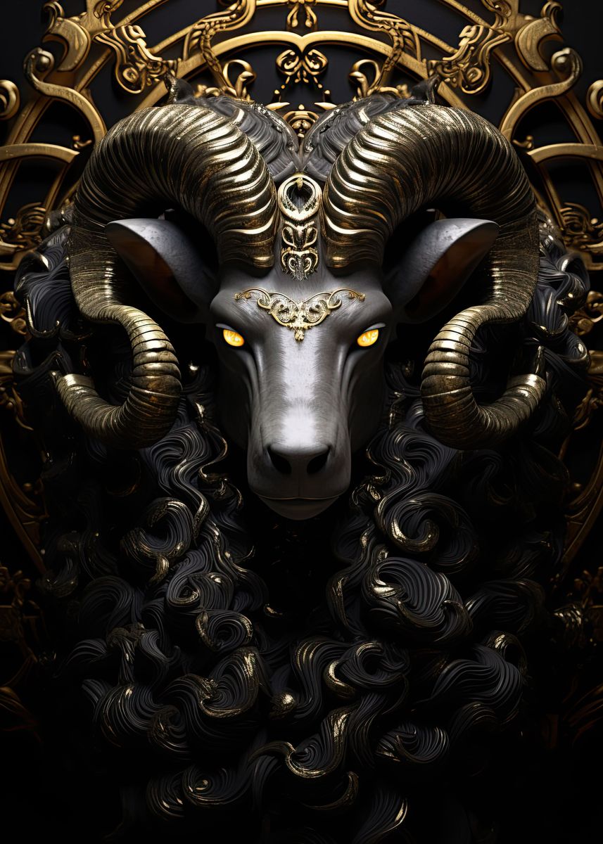'King Sheep Black Gold' Poster, picture, metal print, paint by Zake ...