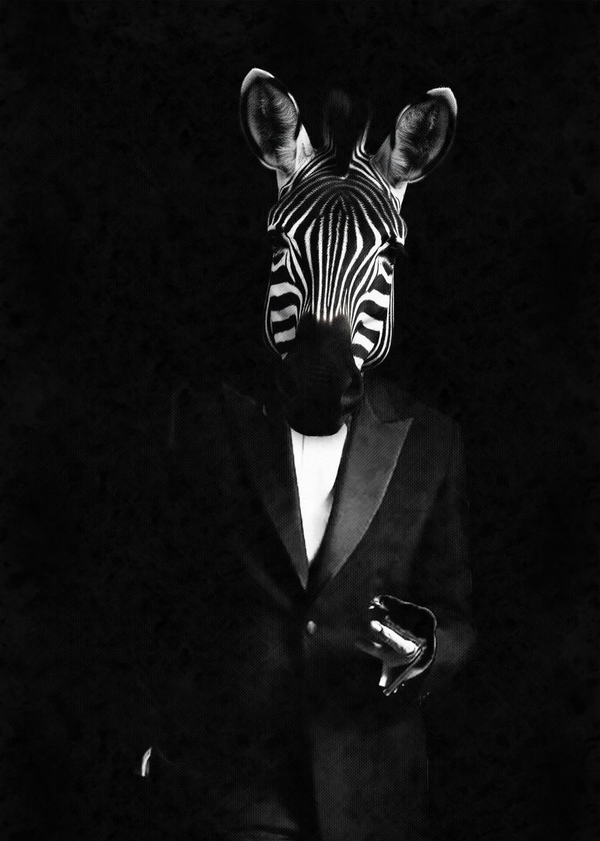 'Zebra man' Poster, picture, metal print, paint by Underdott | Displate