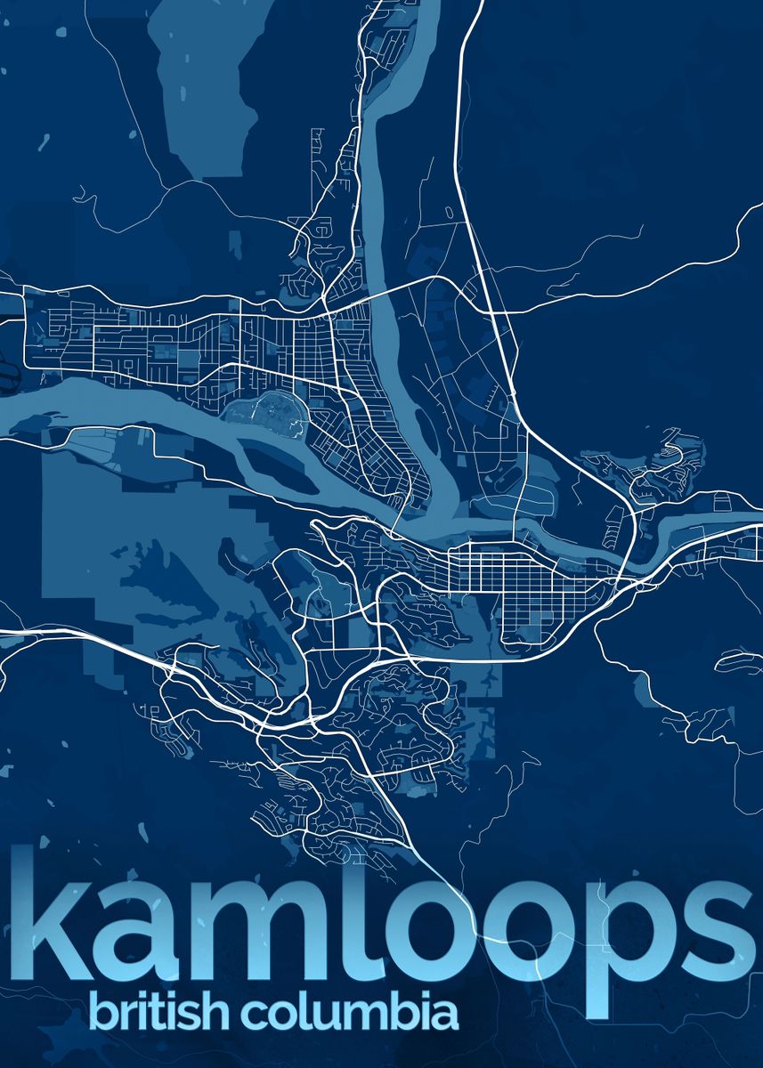 'Kamloops City Street Map' Poster, picture, metal print, paint by Scott ...